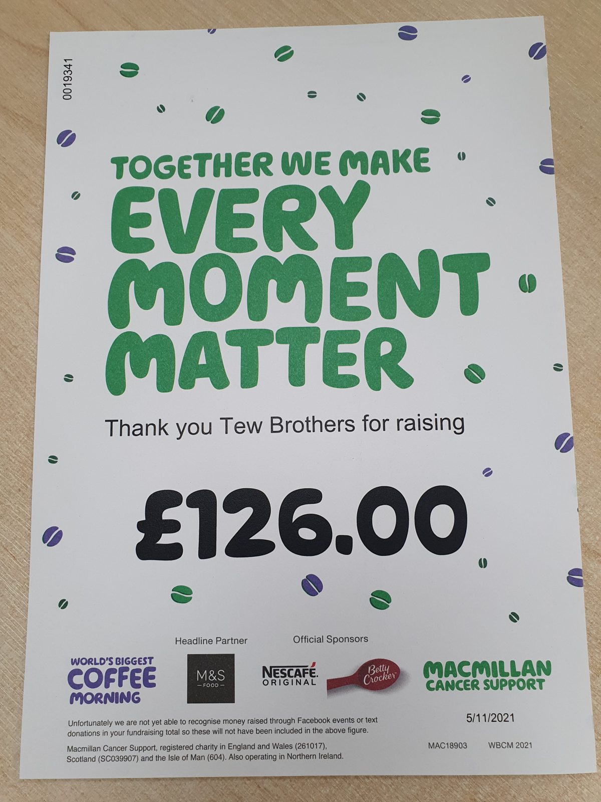 MacMillan Coffee Morning - Tew Bros